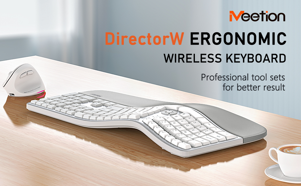 Wireless Ergonomic Gray Keyboard - Meetion