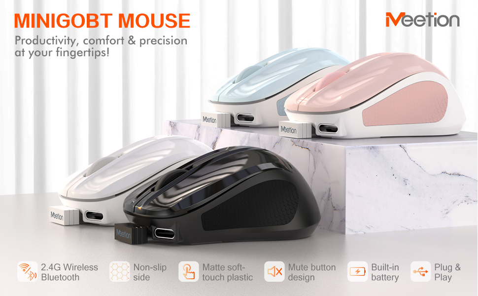 Dual Mode Mini Bluetooth 2.4g Wireless Mouse minigo Bt | Meetion