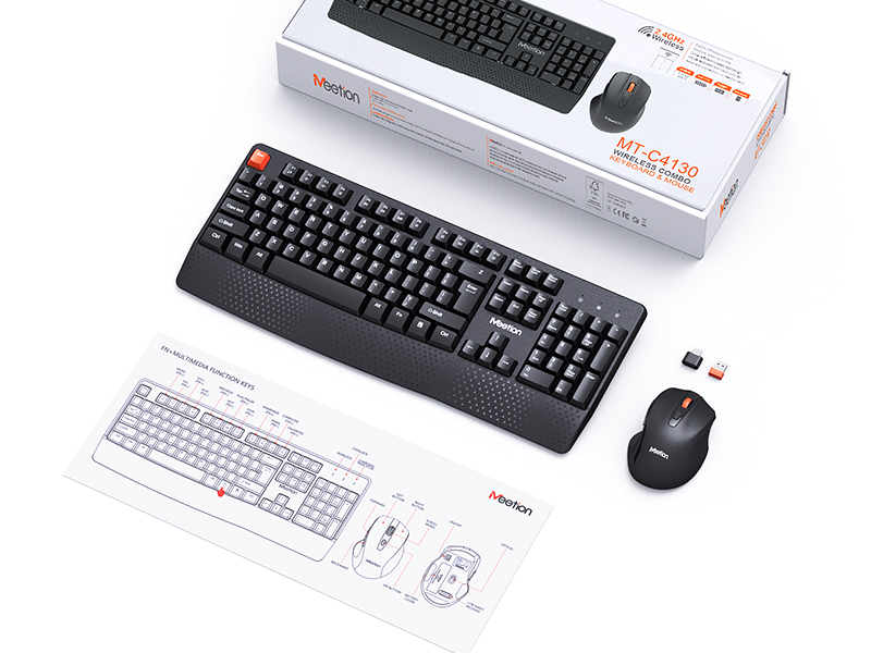 Wireless Ergonomic Keyboard Mouse Combo - Meetion