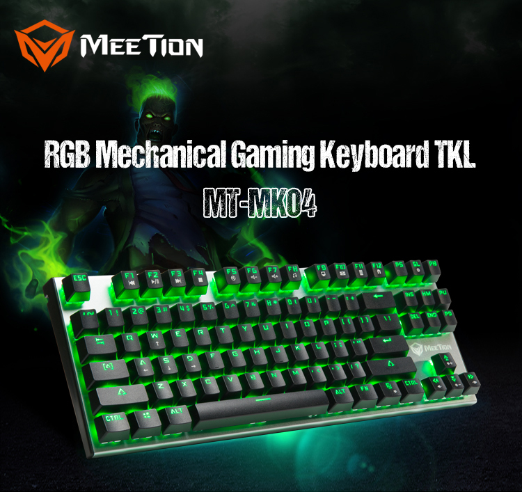 TKL RGB Backlit Multimedia Blue Switch Mechanical Gaming Keyboard - Meetion