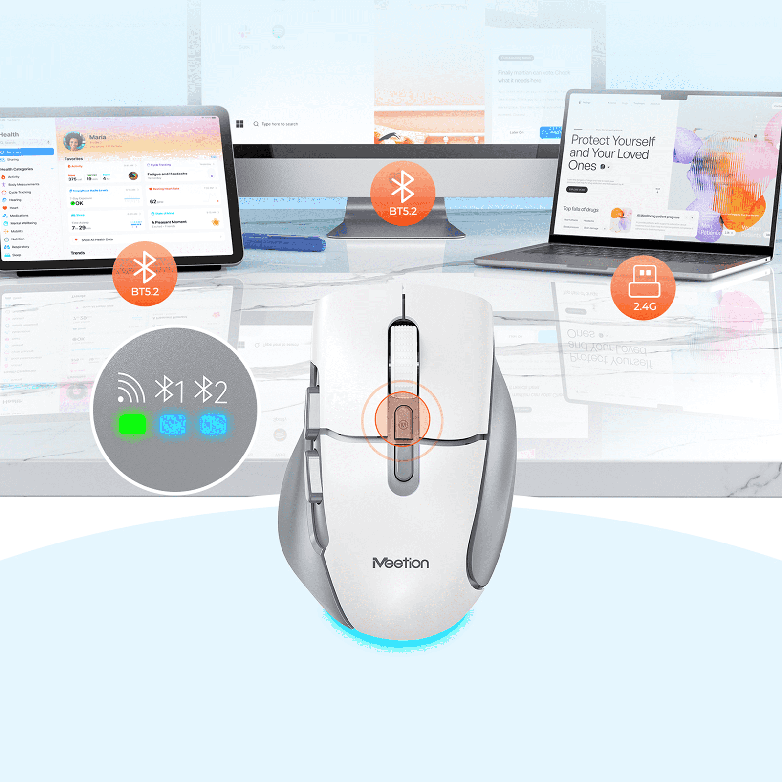 Meetion BTM001 Wireless Gaming Mouse with LED Lighting and Silent ...