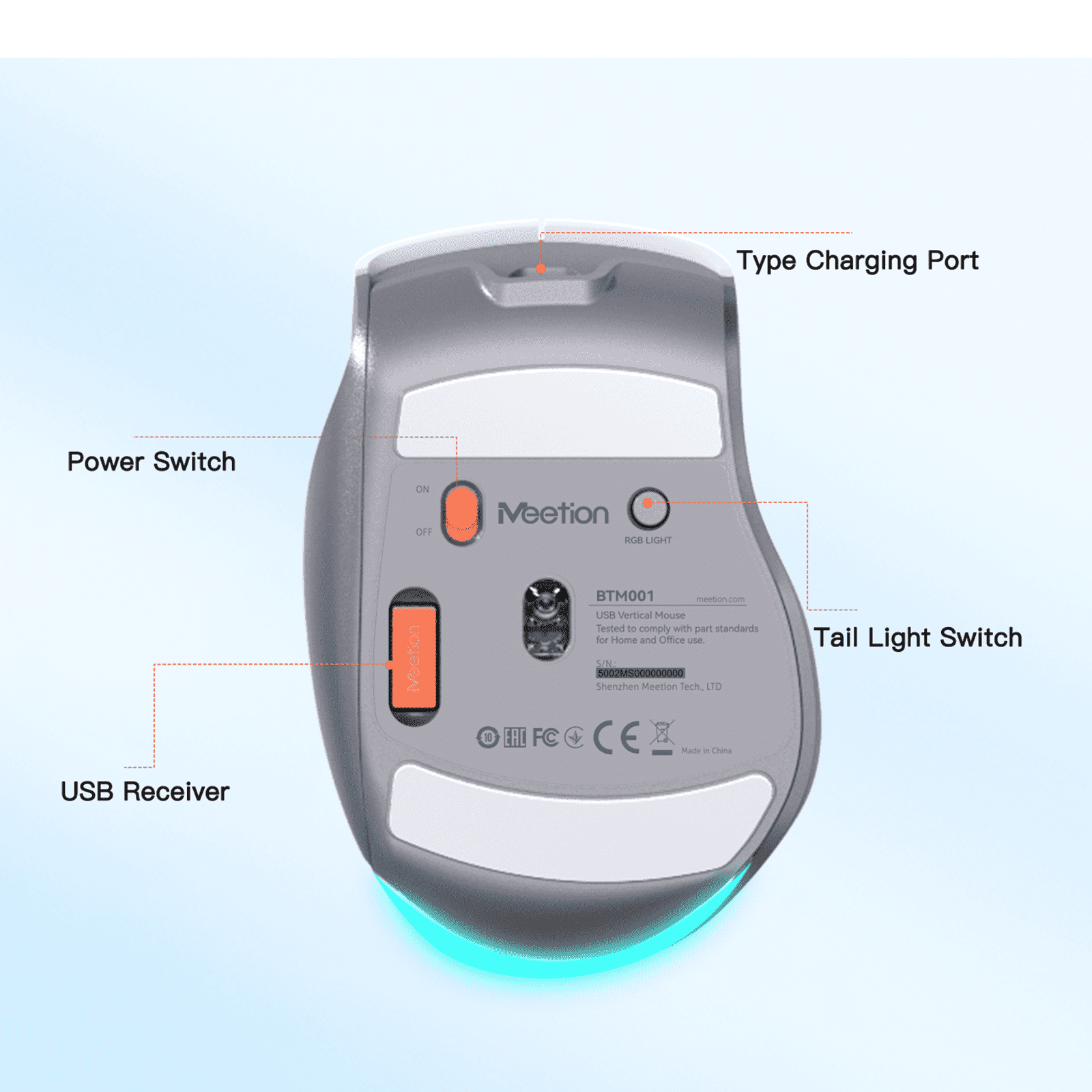 Meetion BTM001 Wireless Gaming Mouse with LED Lighting and Silent ...