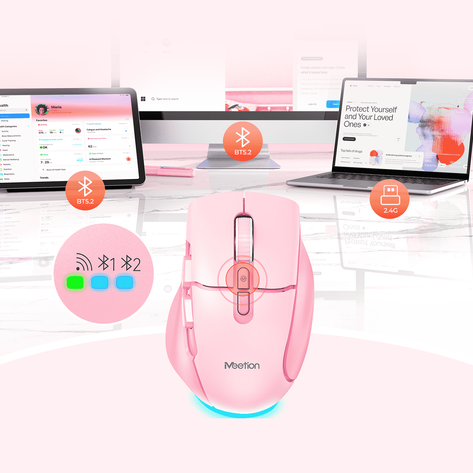 Rechargeable Wireless Mouse MEETION - - - Meetion