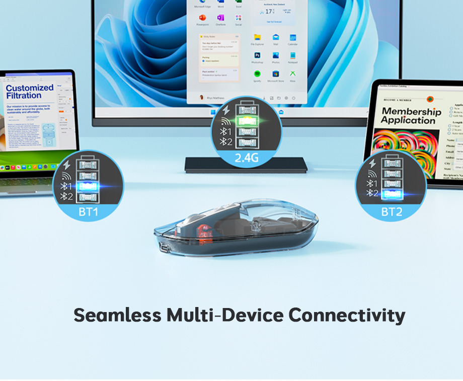 Wireless Dual Mode Transparent Mouse - Meetion