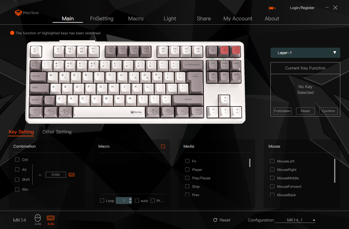 Software de driver de teclado para jogos MK14