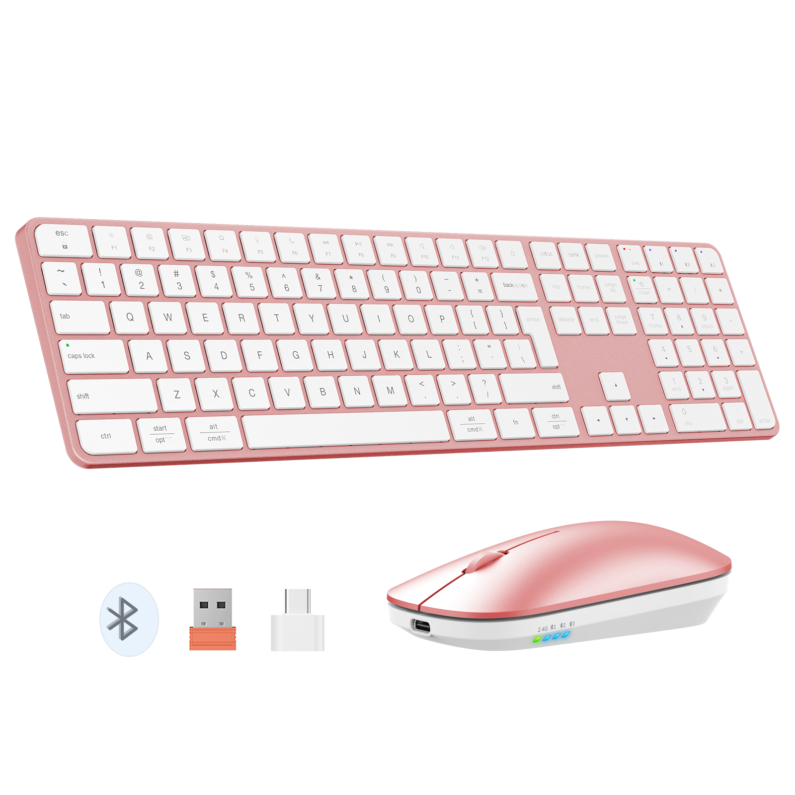 Ultra-Thin Full-Size Rose Gold Wireless Office Combo