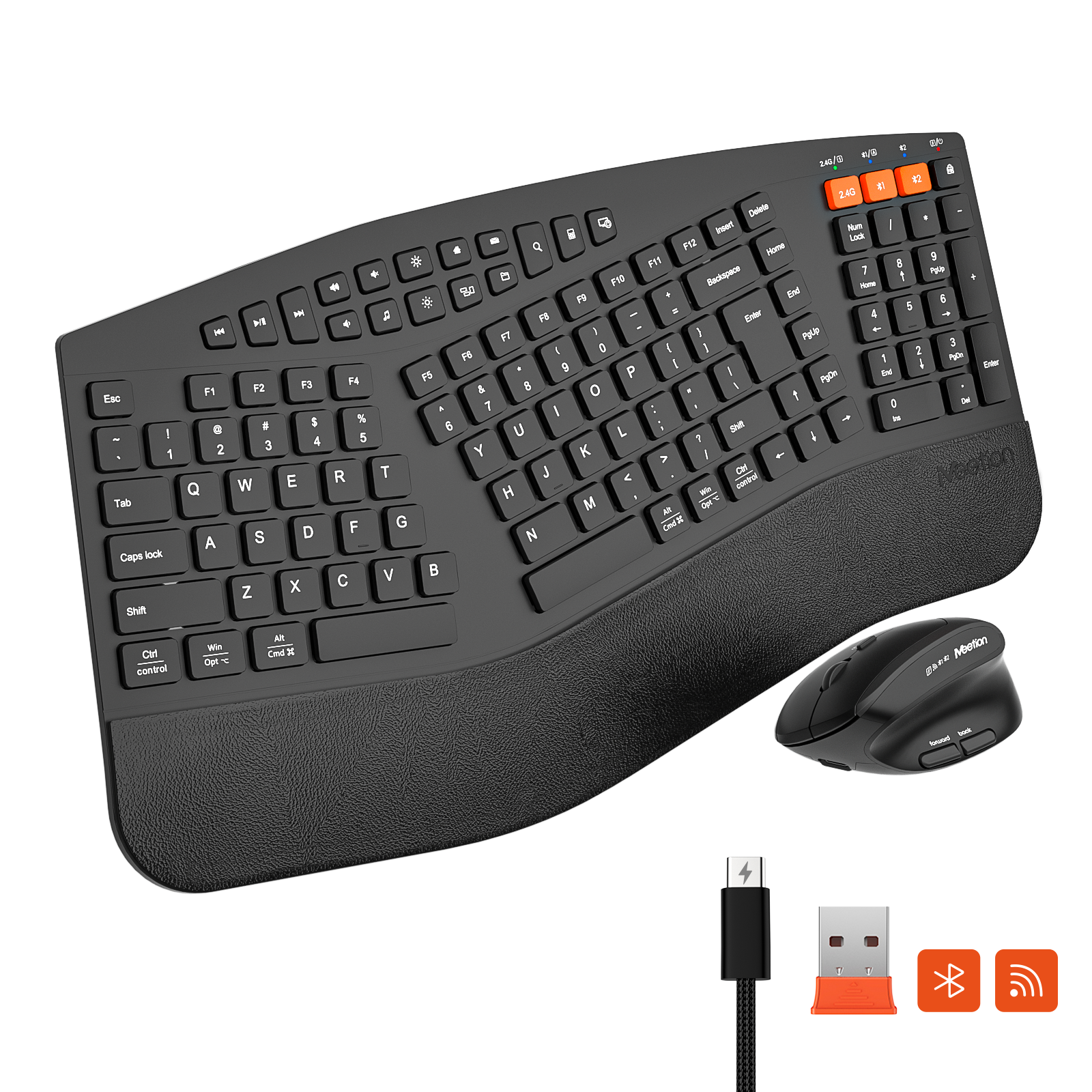 Wireless Dual Mode Ergonomic Keyboard And Mouse Combo