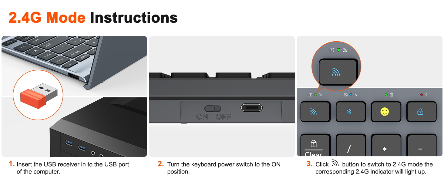 Dual-Mode Wireless Keyboard with Quiet Chiclet Keys
