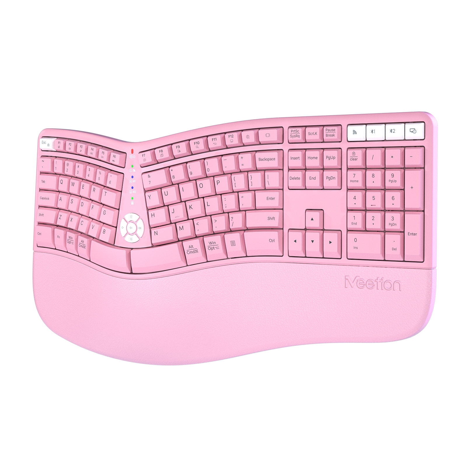 Multi Device Dual-Mode Wireless Pink Ergonomic Keyboard