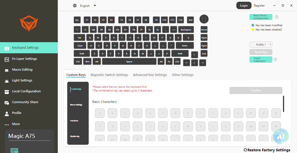 MagicA68, MagicA75 Mechanical Keyboard Driver Software