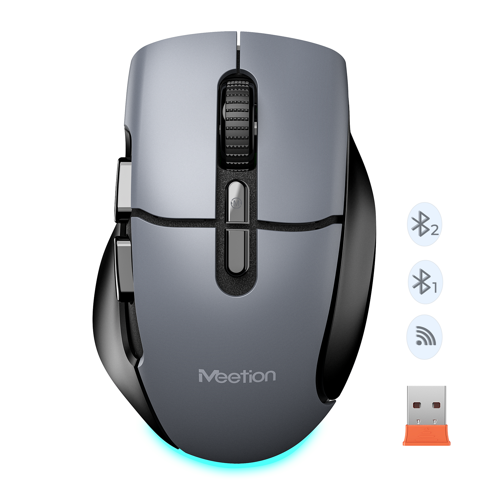 Wireless Dual-Mode Ergonomic Mouse Gray Black